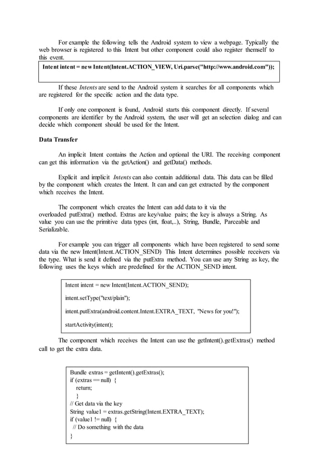 Android intents in android application-chapter7 | DOCX | Operating Systems | Computer Software ...