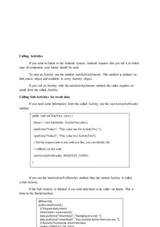 Android intents in android application-chapter7 | DOCX | Operating Systems | Computer Software ...