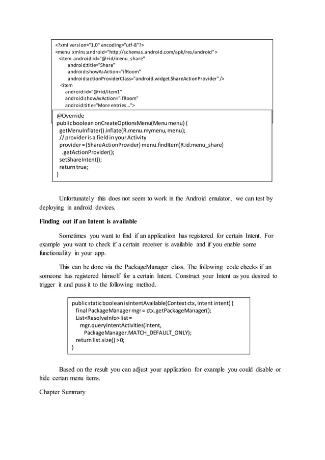 Android intents in android application-chapter7 | DOCX | Operating Systems | Computer Software ...