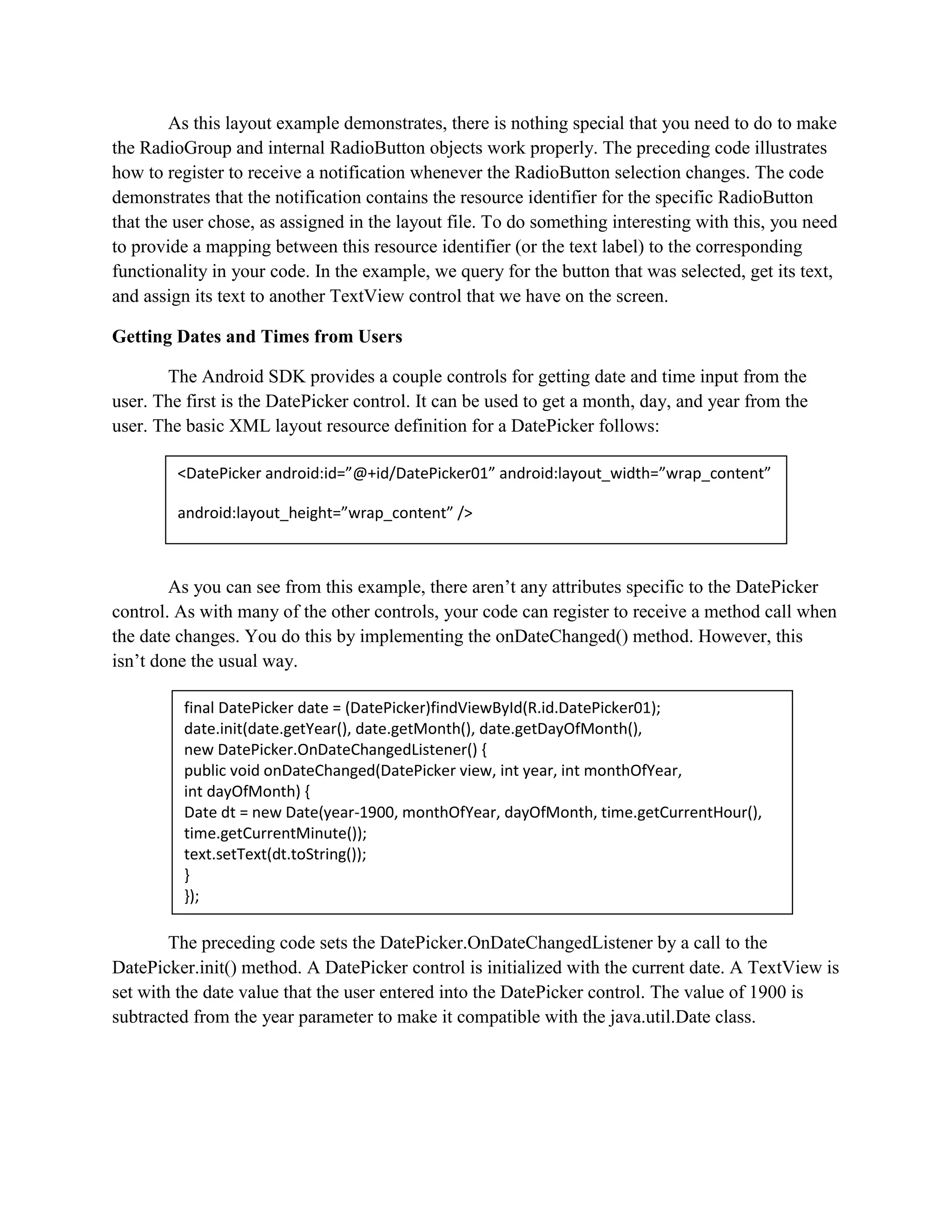 Android interface elements and controls-chapter8 | DOCX | Operating Systems | Computer Software ...