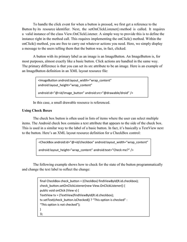 Android interface elements and controls-chapter8 | DOCX | Operating Systems | Computer Software ...