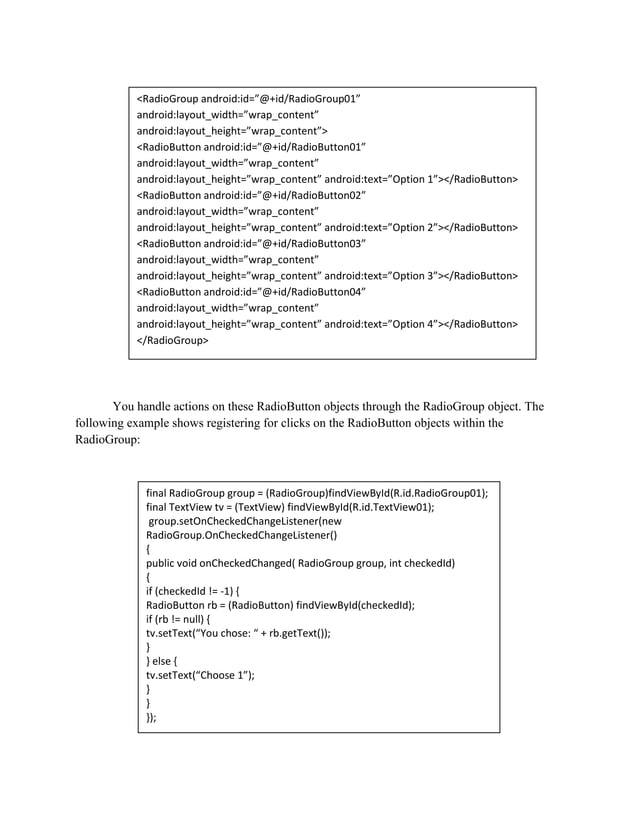Android interface elements and controls-chapter8 | DOCX | Operating Systems | Computer Software ...