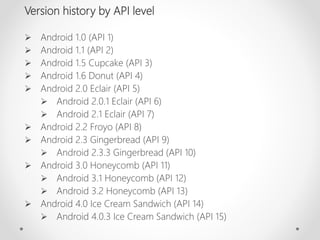Android introduction, history, version list till 9.0 Pie | PPT