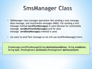Send Sms with SmsManager Api In Android with Kotlin | PPTX | Email | Internet