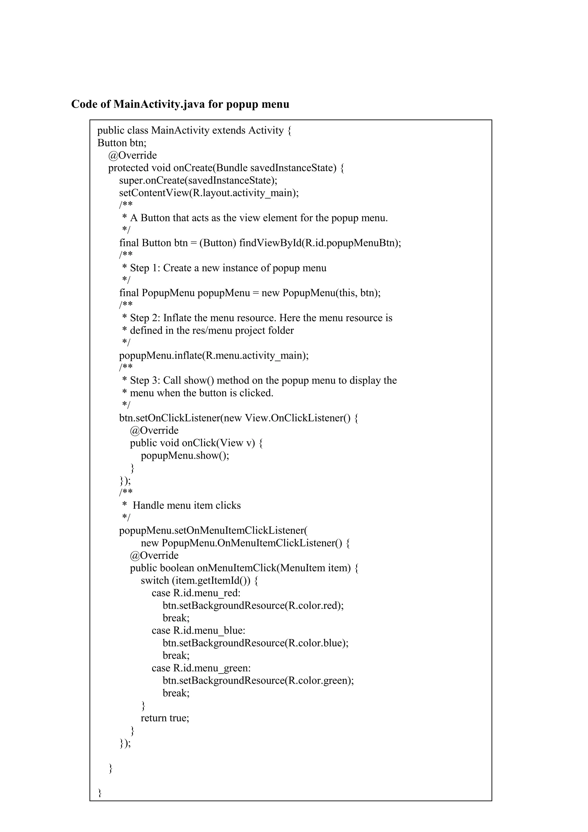 Android menus in android-chapter15 | DOCX | Operating Systems | Computer Software and Applications