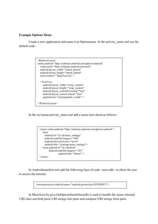 Android menus in android-chapter15 | DOCX | Operating Systems ...