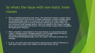 Android - Preventing common memory leaks | PPTX | Programming Languages | Computing