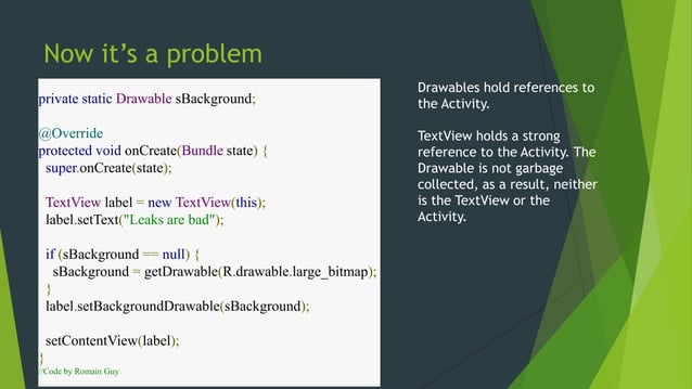 Android - Preventing common memory leaks | PPTX | Programming Languages | Computing