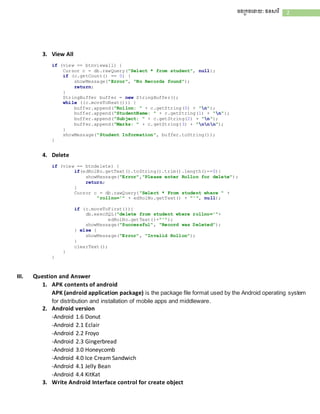 Android review_for final Semester II of Year4 | PDF
