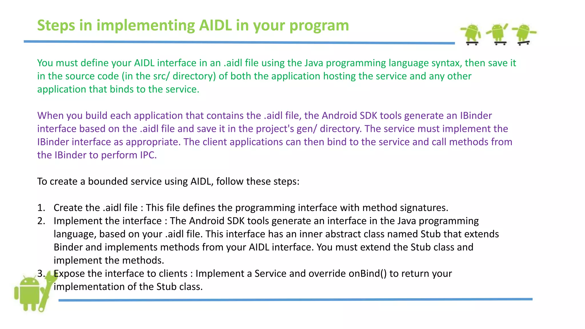 Android service, aidl - day 1 | PPT