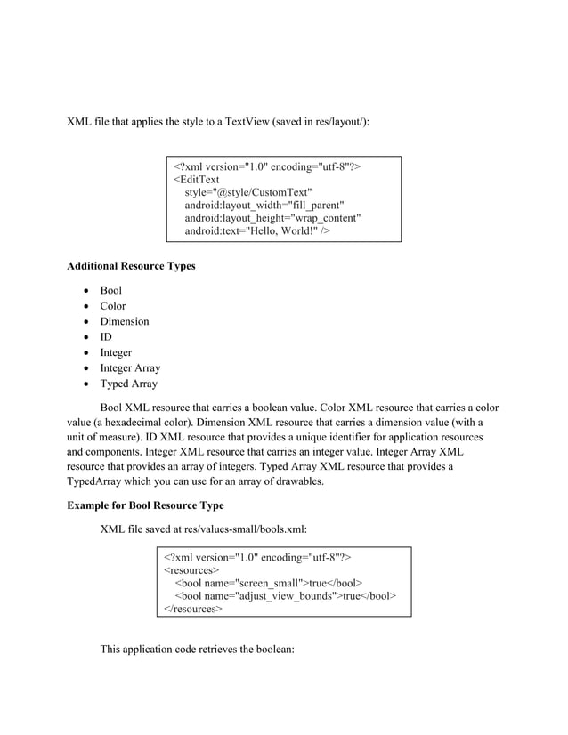 Android style resource and other resources types-chapter12 | PDF