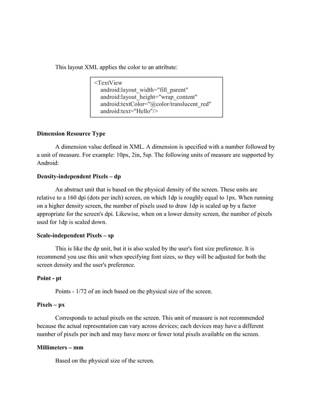 Android style resource and other resources types-chapter12 | PDF