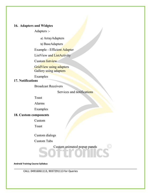 Android course syllabus 2016 | PDF