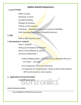 Android course syllabus 2017 | PDF