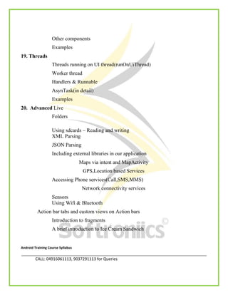Android course syllabus 2017 | PDF