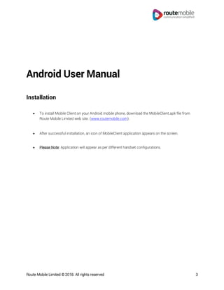 RouteMobile – Mobile Client Manual for Android | PDF | Operating Systems | Computer Software and ...