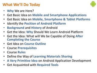 Day: 1 Introduction to Mobile Application Development (in Android) | PPTX