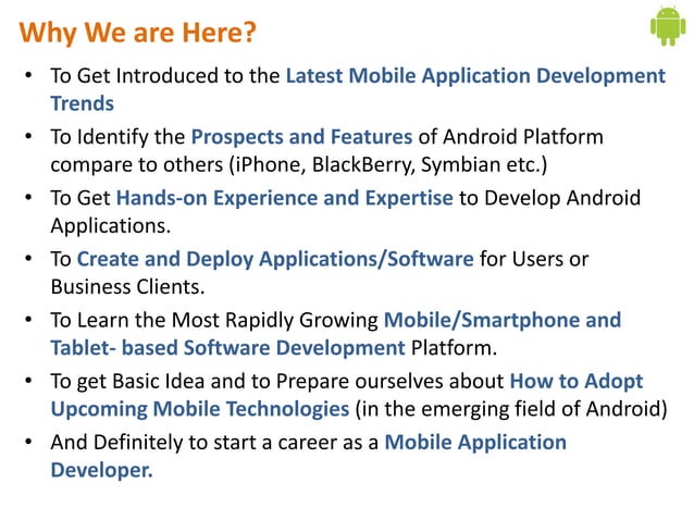 Day: 1 Introduction to Mobile Application Development (in Android) | PPT