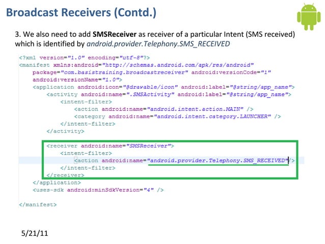 Day 6: Android BroadcastReceiver Component | PPT