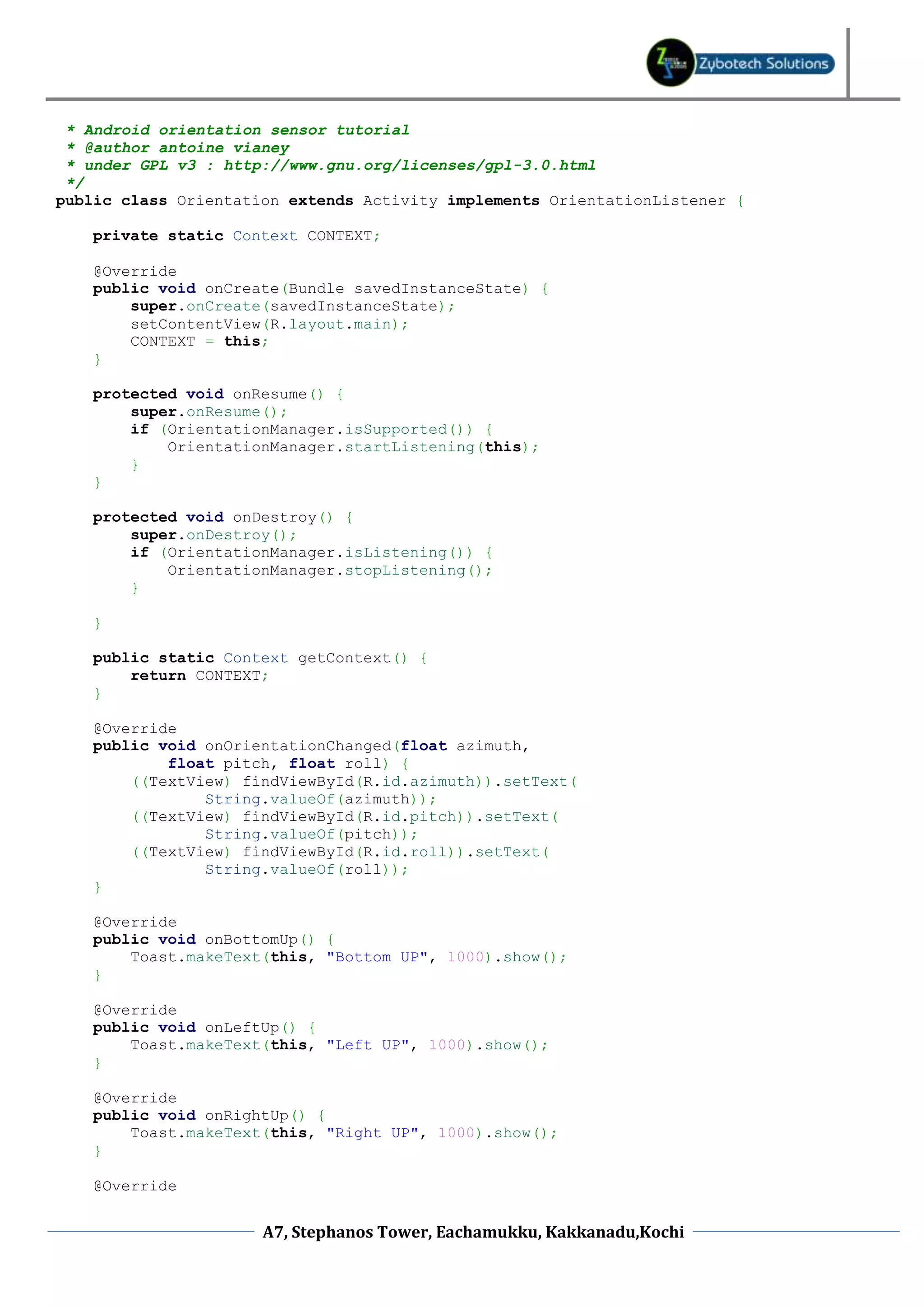 Android Accelerometer Sensor Tutorial Pdf