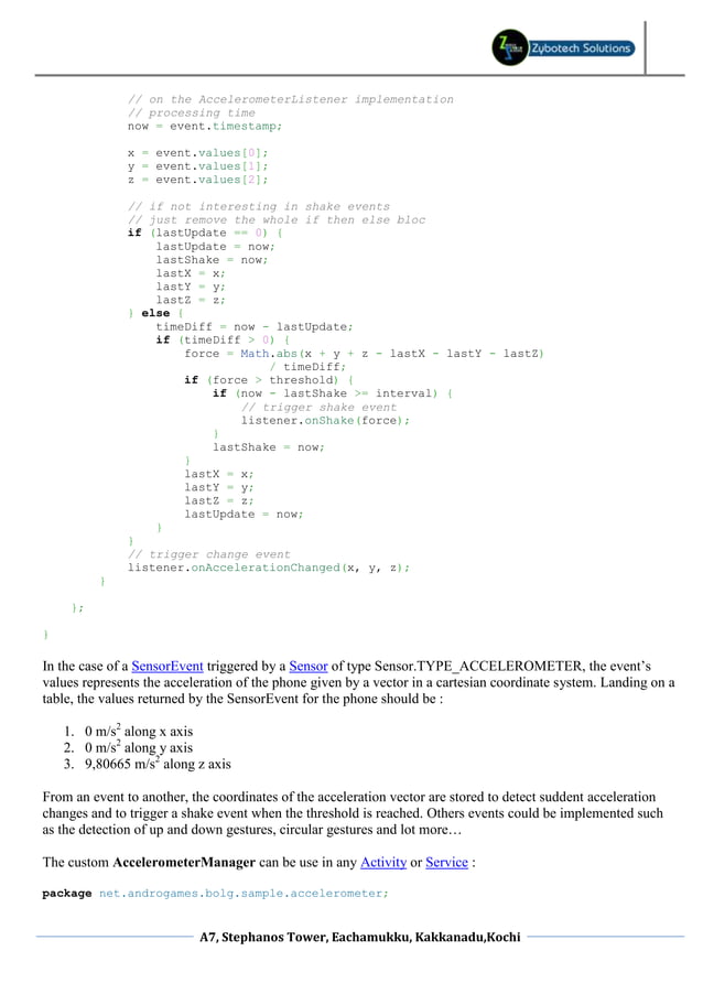 Android accelerometer sensor tutorial | PDF