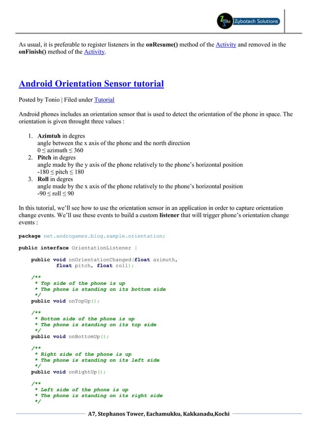Android accelerometer sensor tutorial | PDF