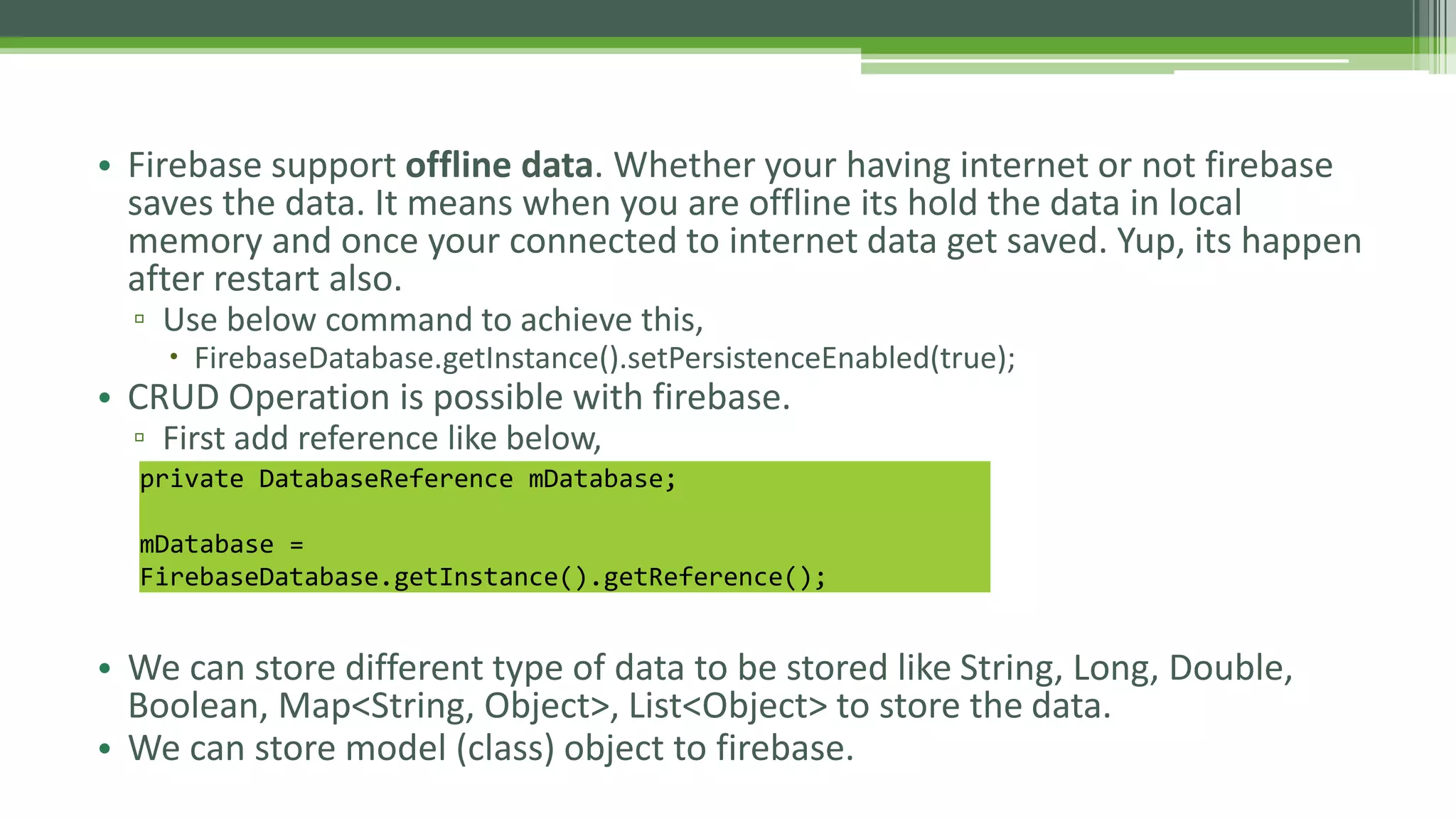 Android and firebase database | PPTX