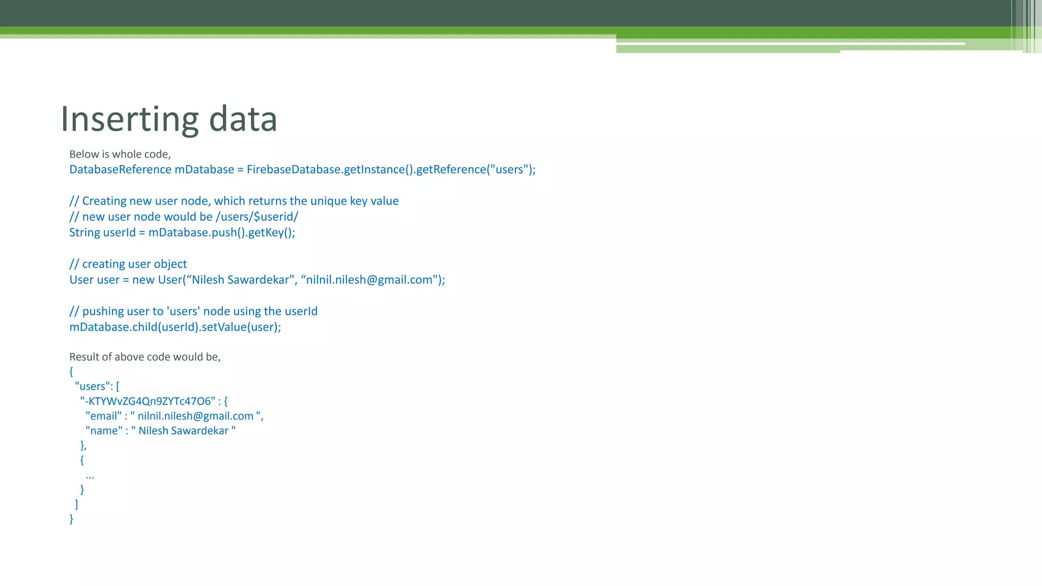 Android and firebase database | PPT