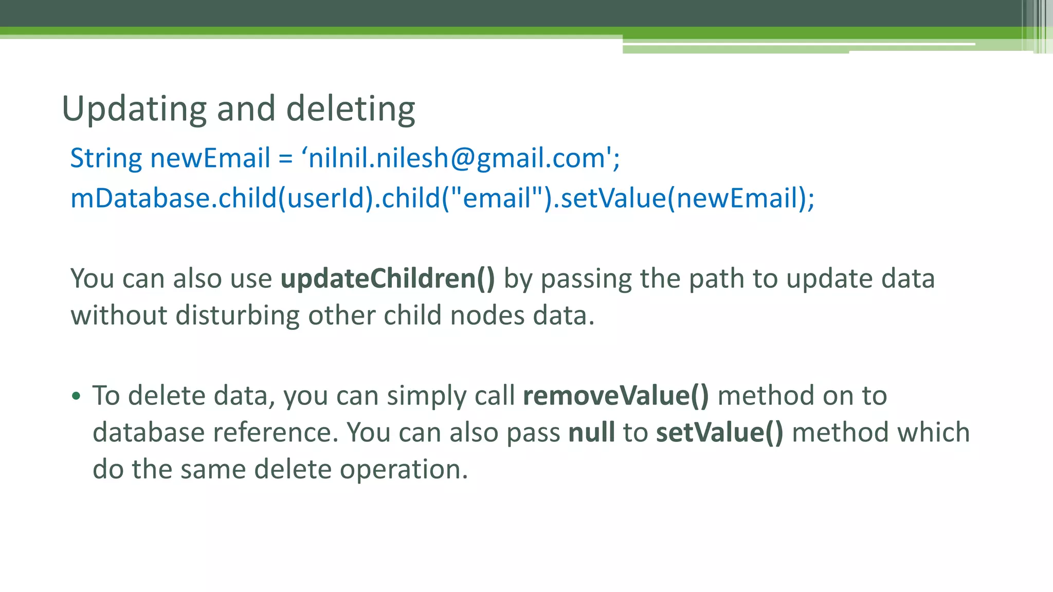 Android and firebase database | PPT