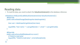 Android and firebase database | PPTX