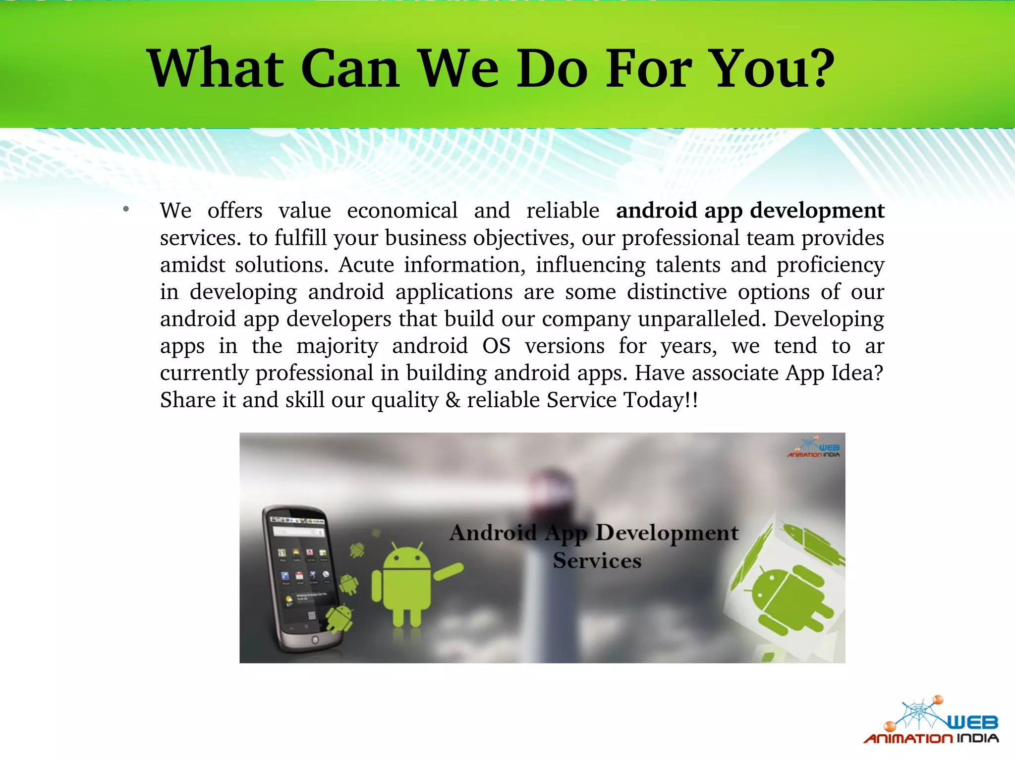 Custom Android App Development – Web Animation India | PPT