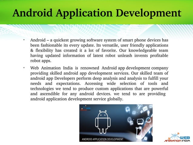 Custom Android App Development Web Animation India Ppt