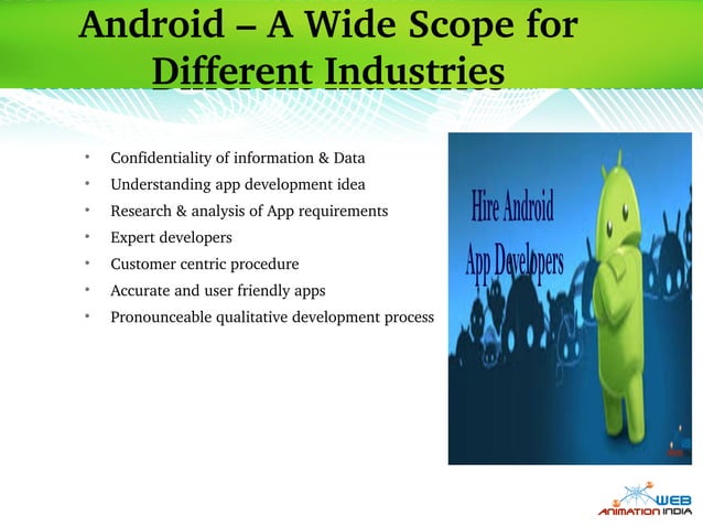 Custom Android App Development Web Animation India Ppt