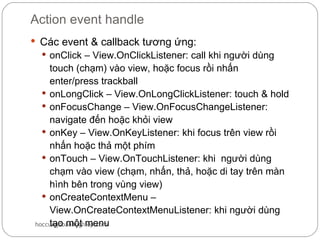 Bài 4: Event handle, Action & Intent | PPT