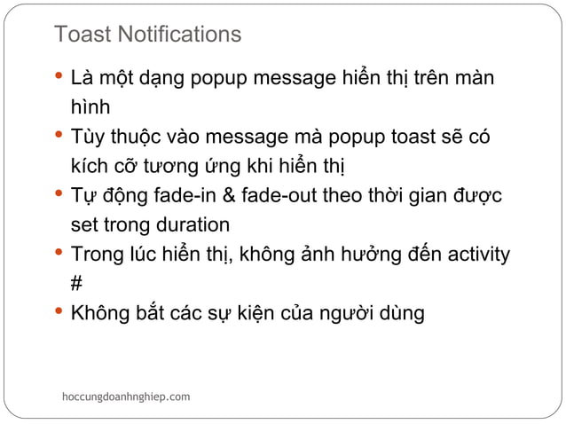 Bài 7 Toast Dialog Listview And Binding Ppt