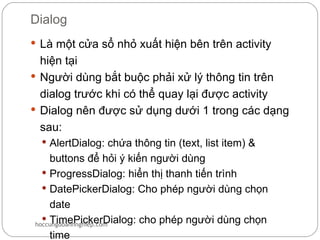 Bài 7: Toast – Dialog, ListView & Binding | PPT