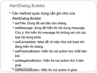 Bài 7: Toast – Dialog, ListView & Binding | PPT
