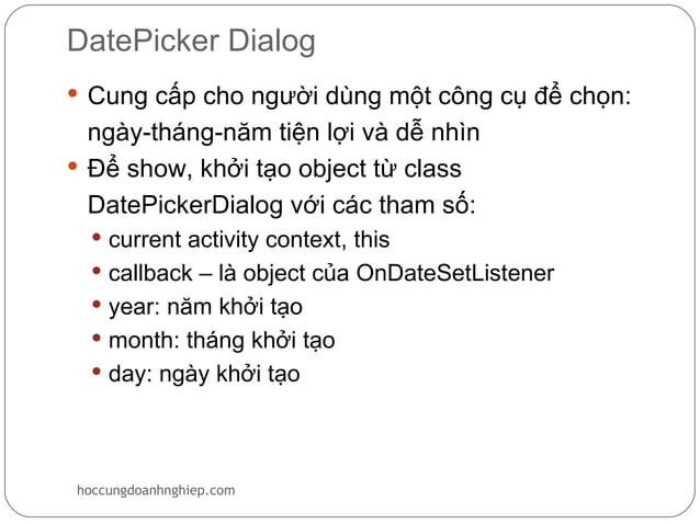 Bài 7: Toast – Dialog, ListView & Binding | PPT