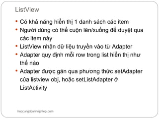 Bài 8: ListView & Binding | PPT