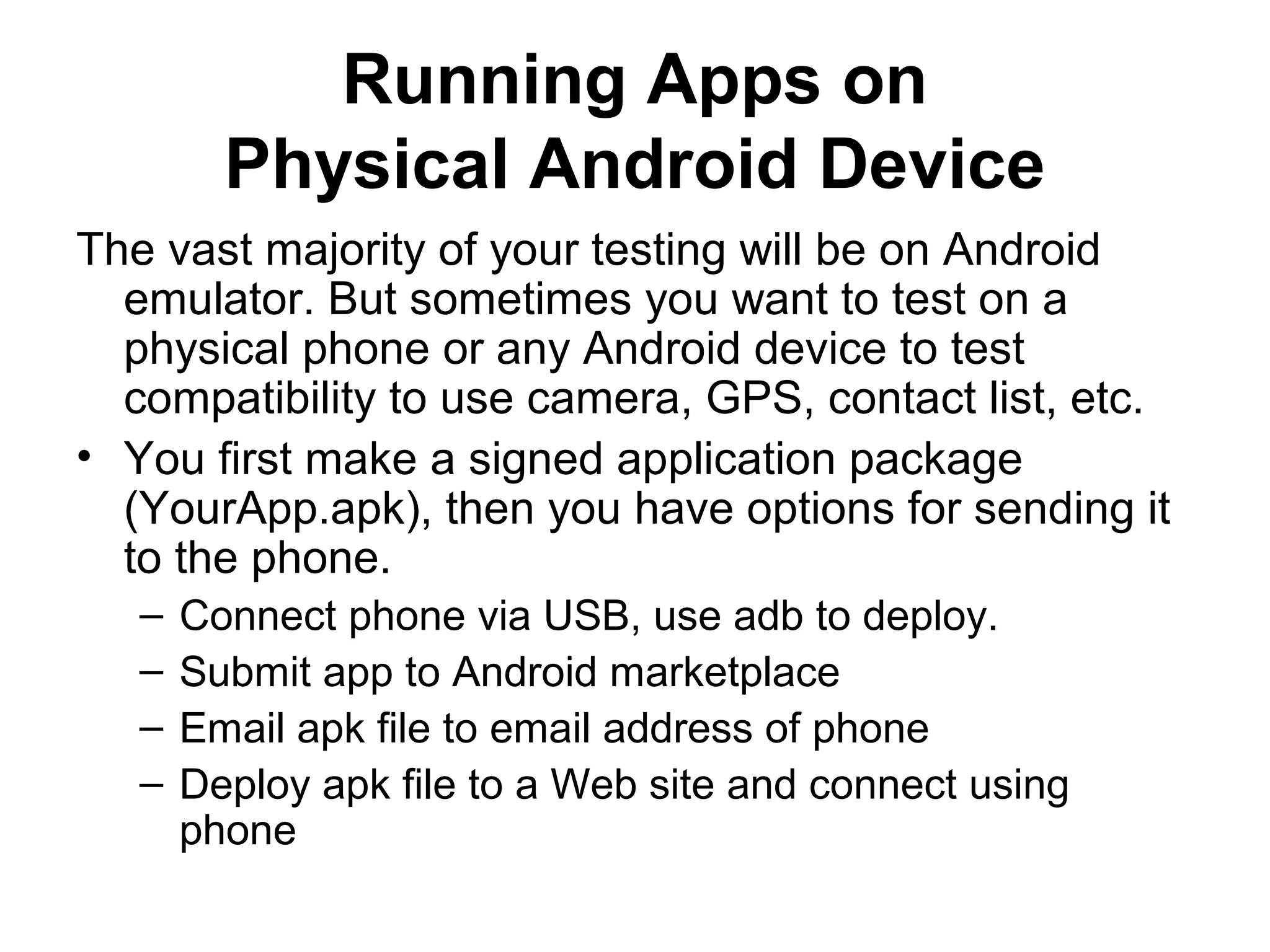 Android Application Development Using Java Ppt