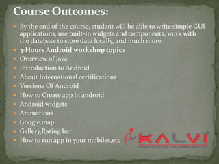 Android application development(workshop) | PPTX | Operating Systems ...