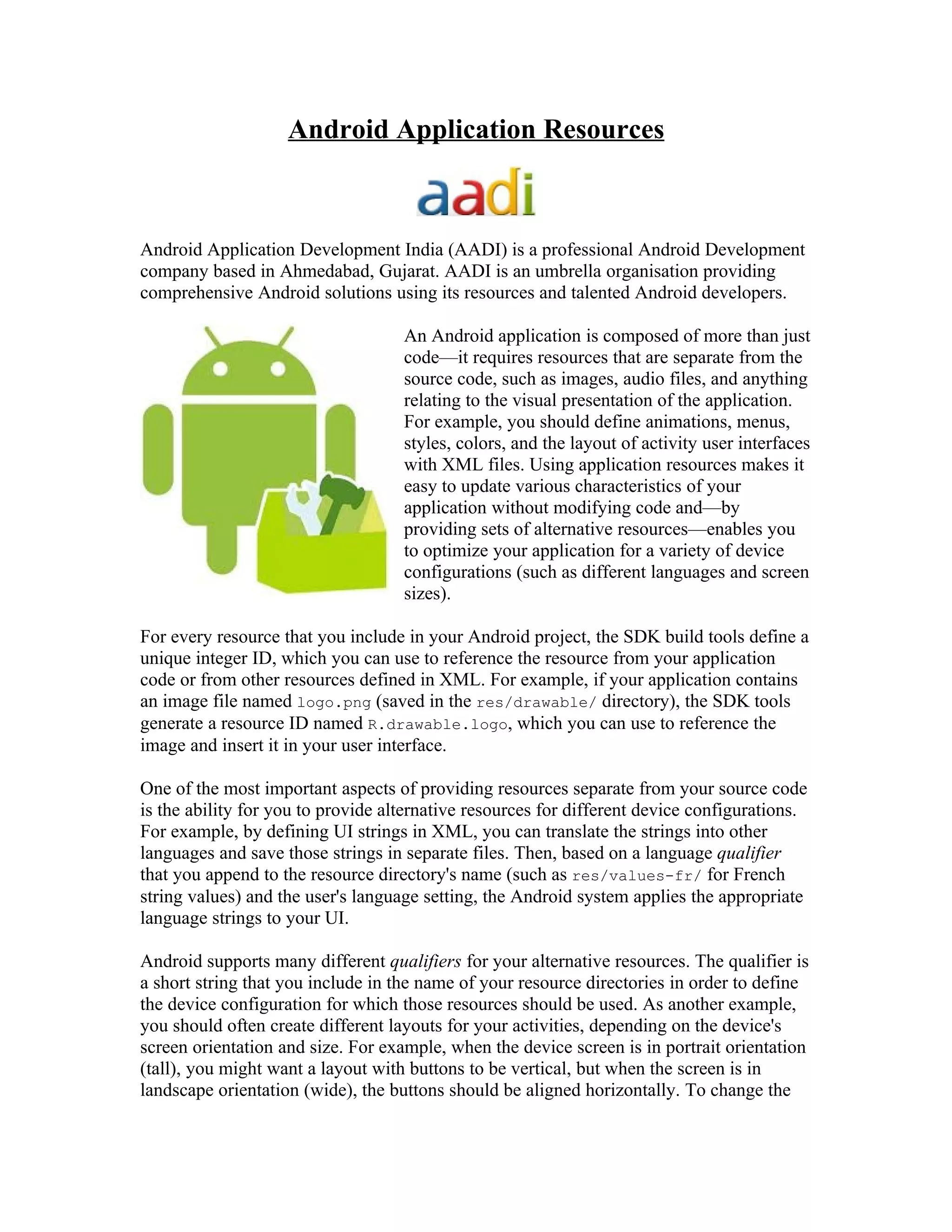 Android application resources | DOC