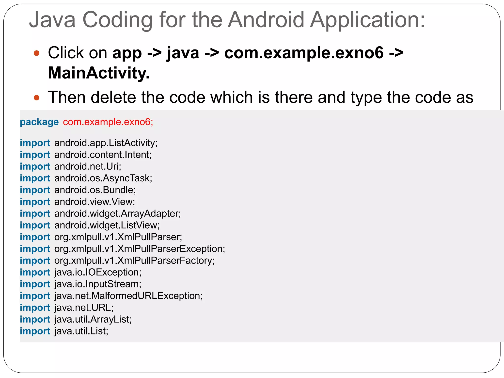 Android Application that makes use of RSS Feed.pptx | Web Development | Internet