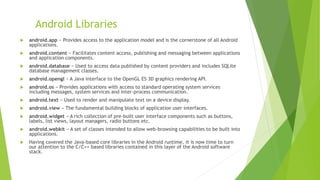 Android architecture | PPTX | Operating Systems | Computer Software and ...