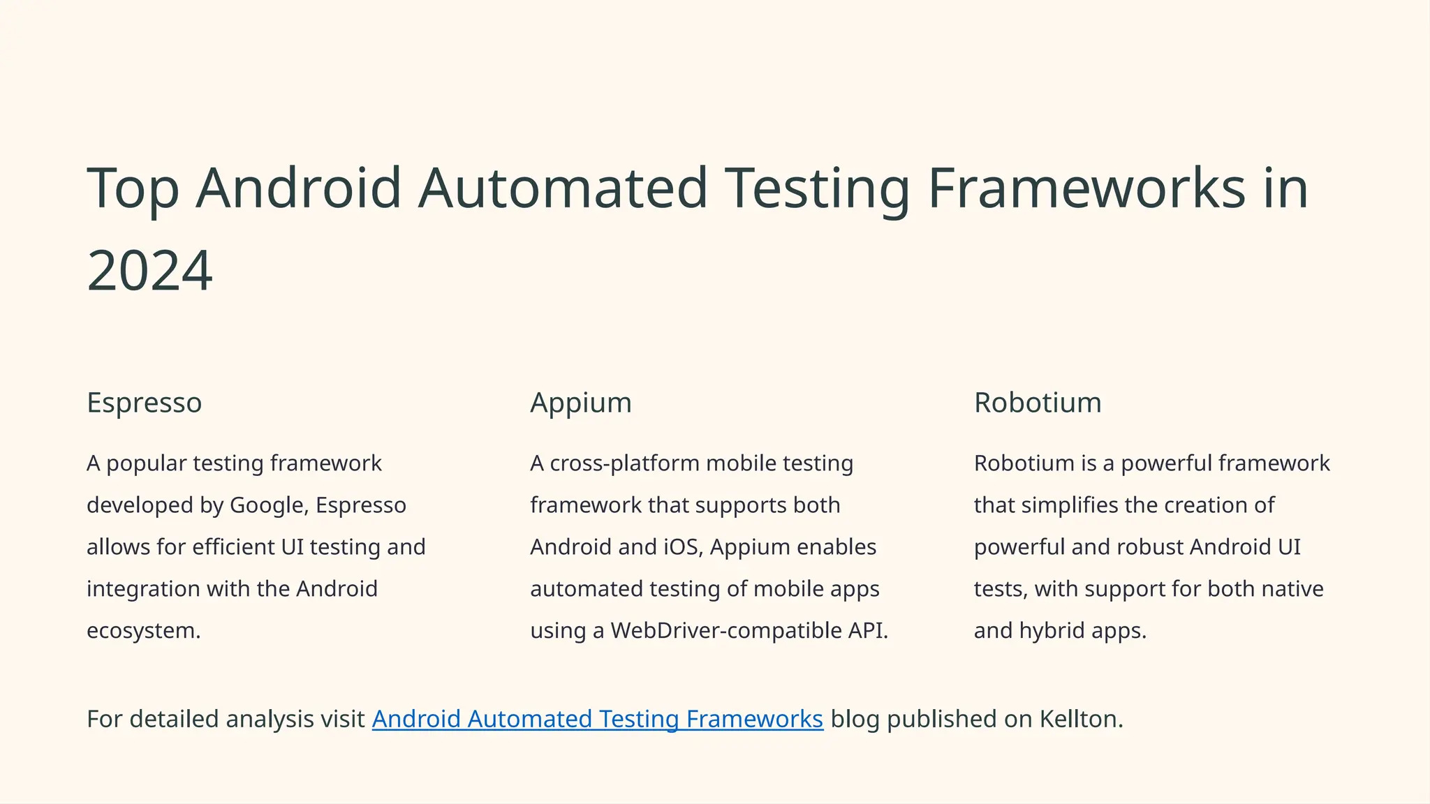 What Is Android Testing Frameworks And Top 3 Frameworks For Testing An App Ppt