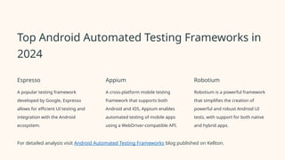 What is Android testing frameworks and top 3 frameworks for testing an ...