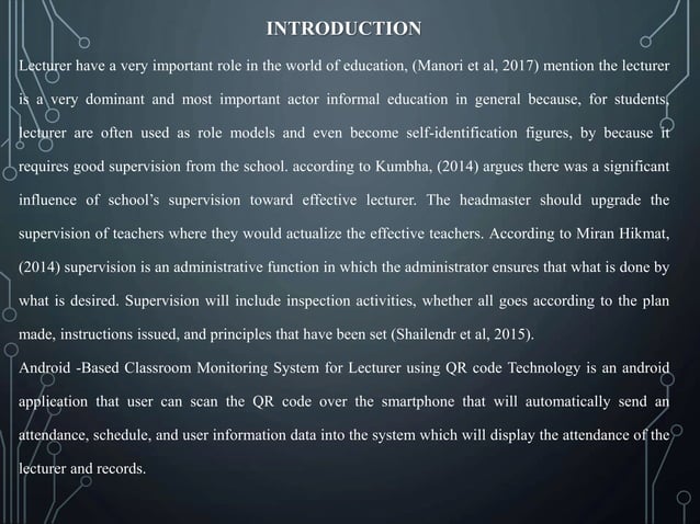 ANDROID BASED CLASSROOM MONITORING SYSTEM FOR LECTURER USING QR CODE.pptx