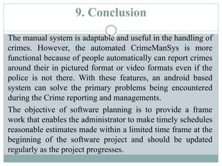 Android based crime manage system proposal | PPTX