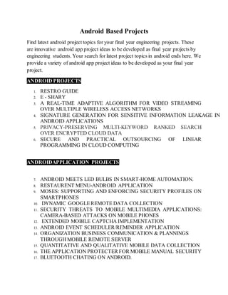 Android based projects | PDF