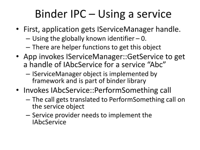 Overview of Android binder IPC implementation | PPTX | Operating Systems | Computer Software and ...
